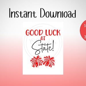 CHEER POM POMS Good Luck at State! Printable Tag | Team Good Luck Tag ...