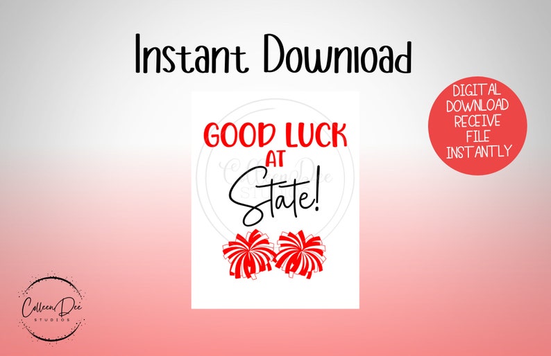 CHEER POM POMS Good Luck at State Printable Tag Team Good - Etsy