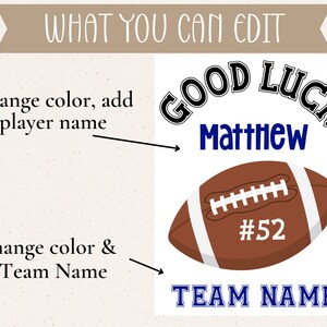 Editable Football Good Luck Printable Sign | Football Team Good Luck ...