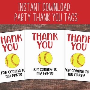 SOFTBALL Thank You for Coming to My Party Printable Tag | Thank You Tag ...