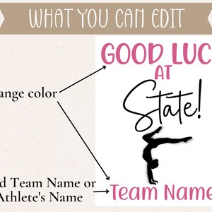 Editable Gymnastics Good Luck State Printable Tag Gymnastics - Etsy