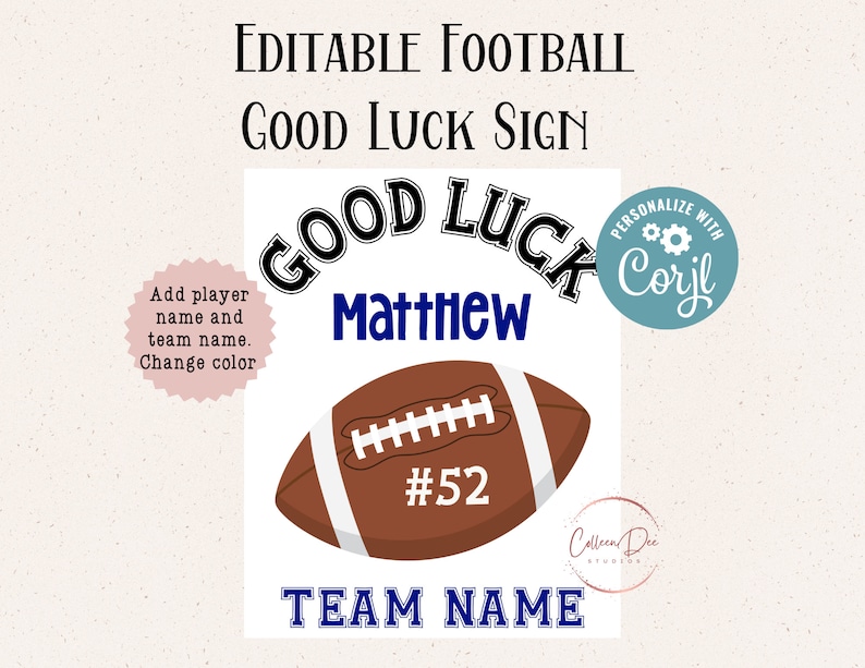 Editable Football Good Luck Printable Sign Football Team - Etsy