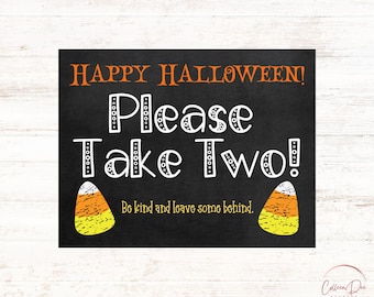 Printable Sign for Halloween Candy Bowl | Trick or Treater Sign ...