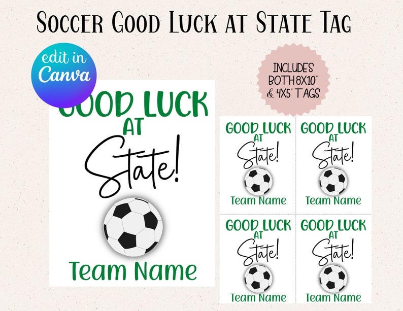 Editable Soccer Good Luck at State Printable Tag Soccer Team - Etsy