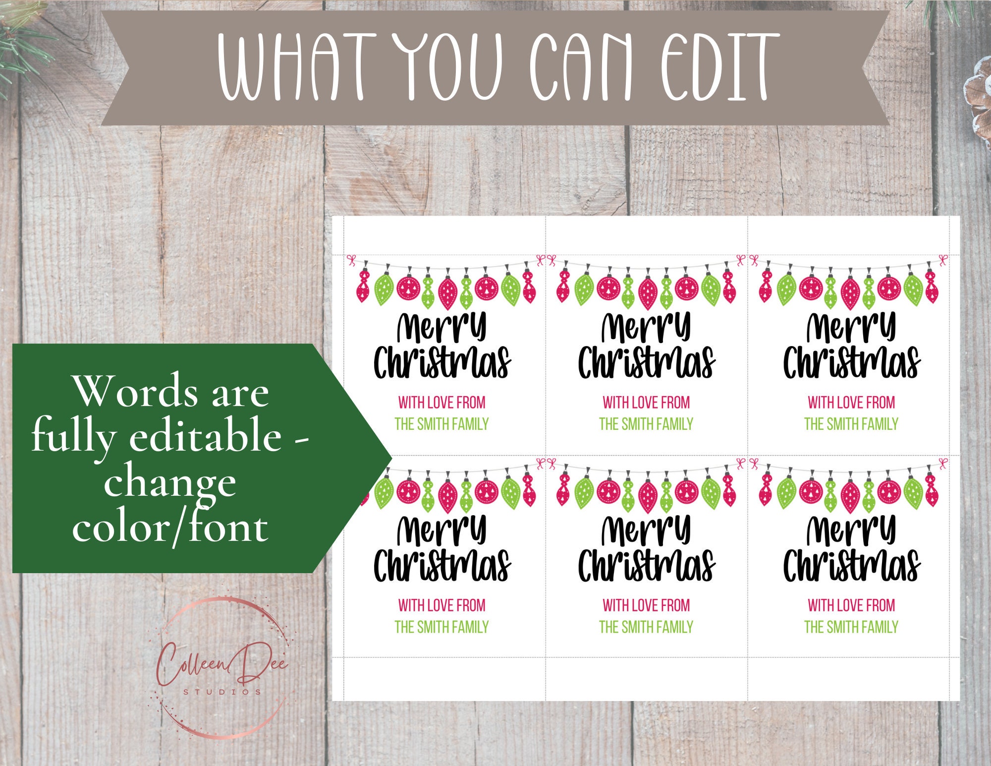Editable Christmas Gift Tag Printable Edit Online in Corjl - Etsy