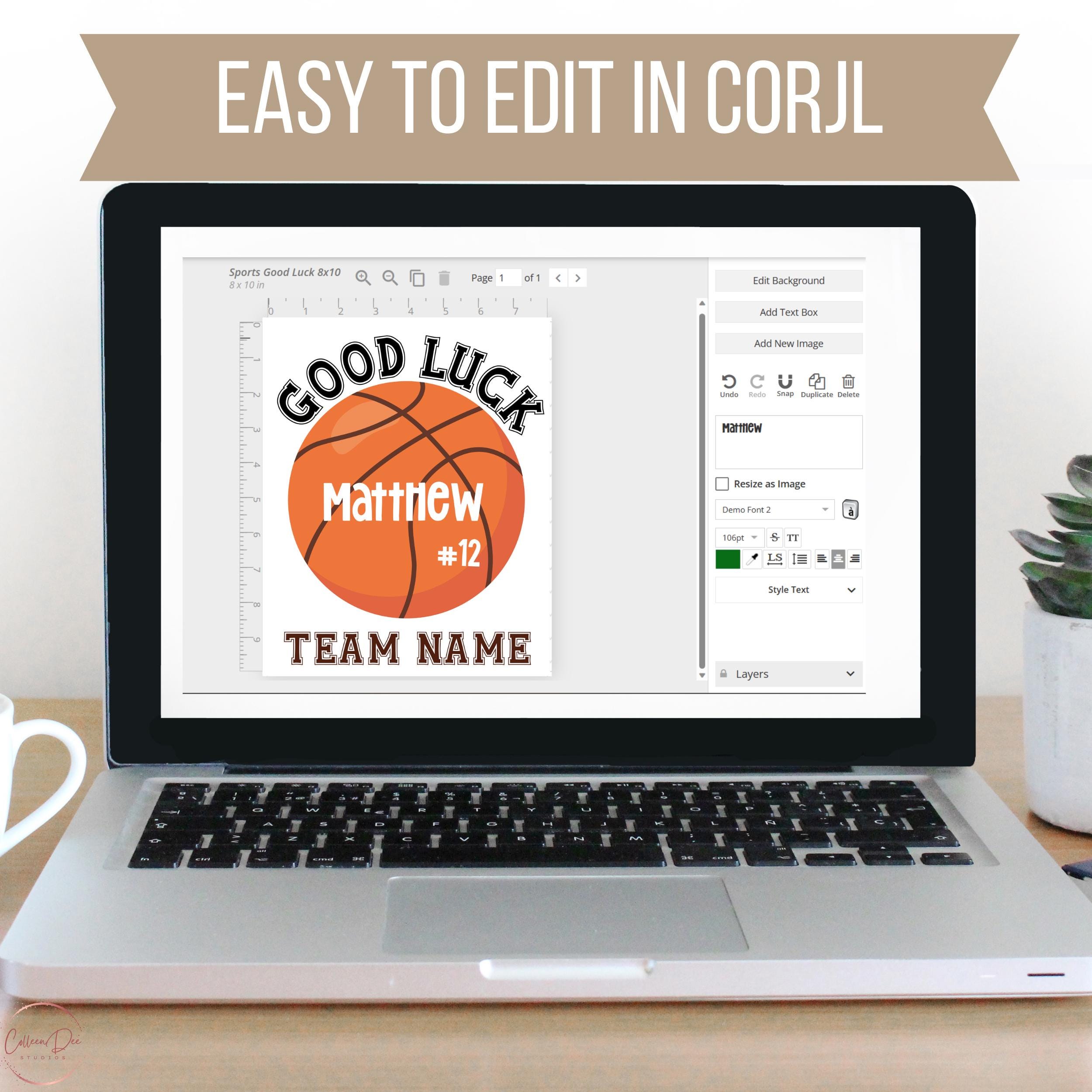 Editable Basketball Good Luck Printable Sign | Basketball Team Good ...