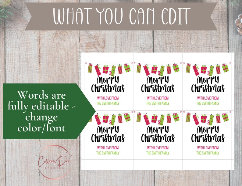 Editable Christmas Gift Tag Printable Edit Online in Corjl - Etsy