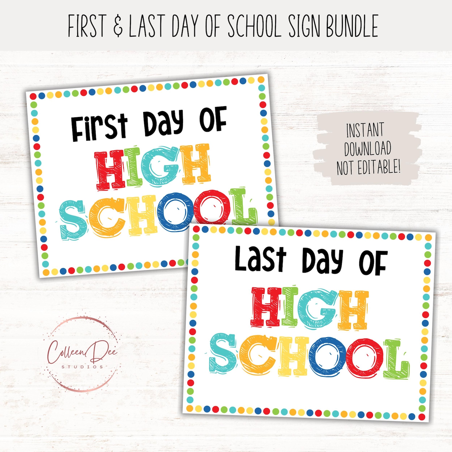 FIRST and LAST Day of High School Sign Set | 1st Day of High School ...