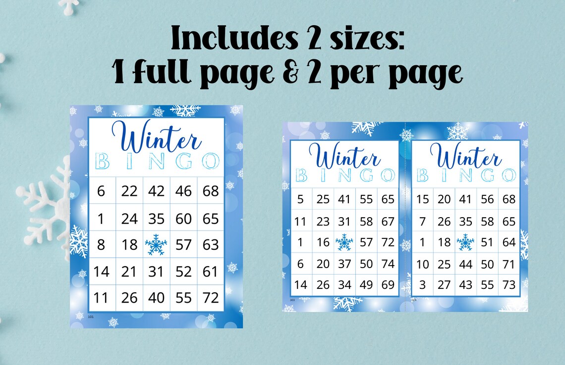 Winter Bingo 200 Cards Winter Printable Bingo Game - Etsy