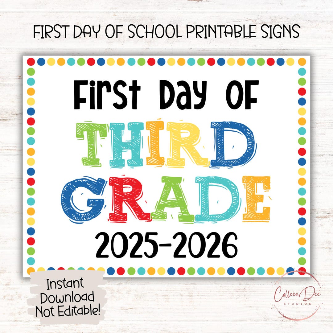 THIRD GRADE 2025-26 SIGN | 1st Day of Third Grade Sign | Start of School Sign | Printable First ...