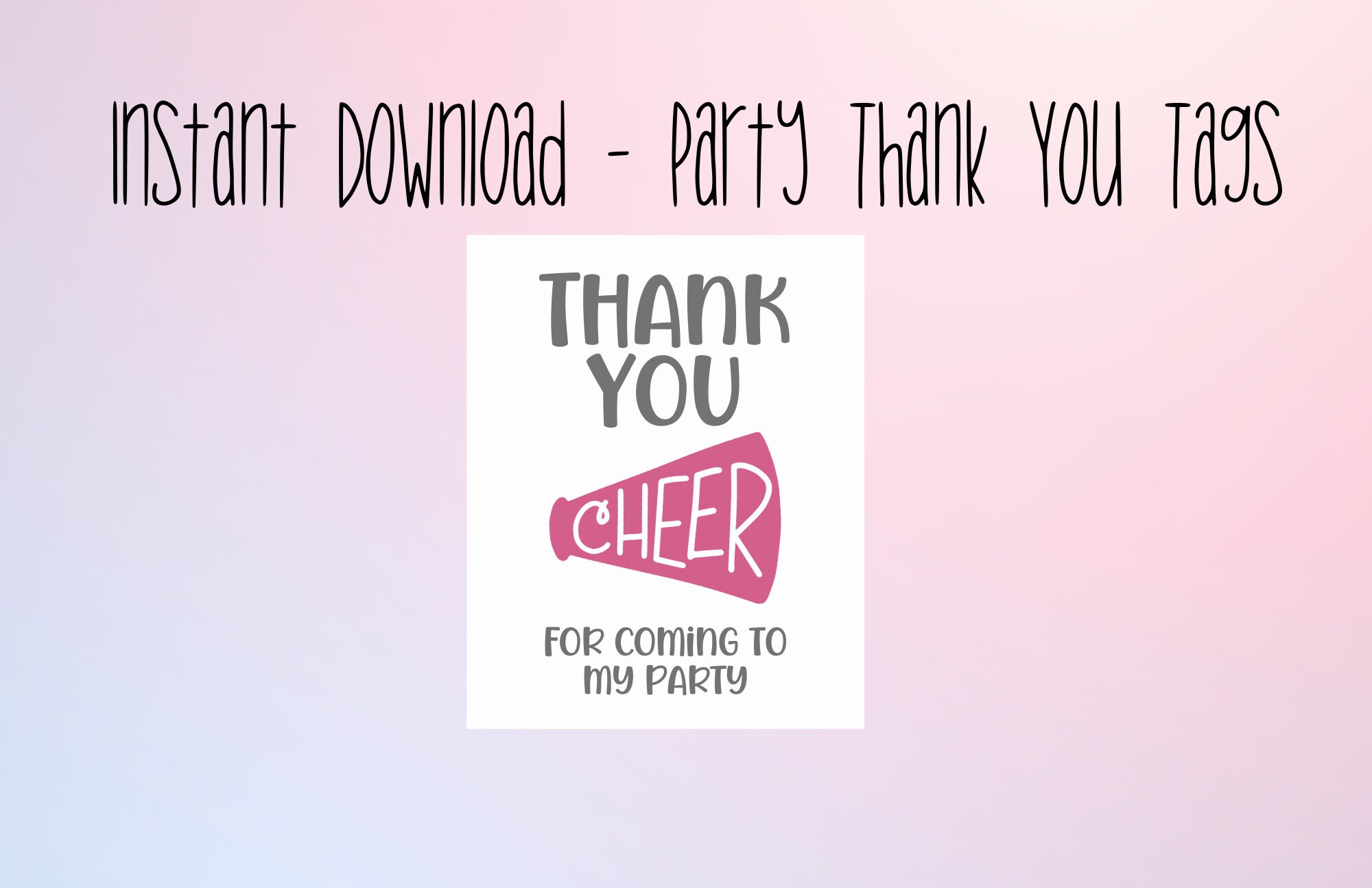 CHEER Thank You for Coming to My Party Printable Tag Thank - Etsy