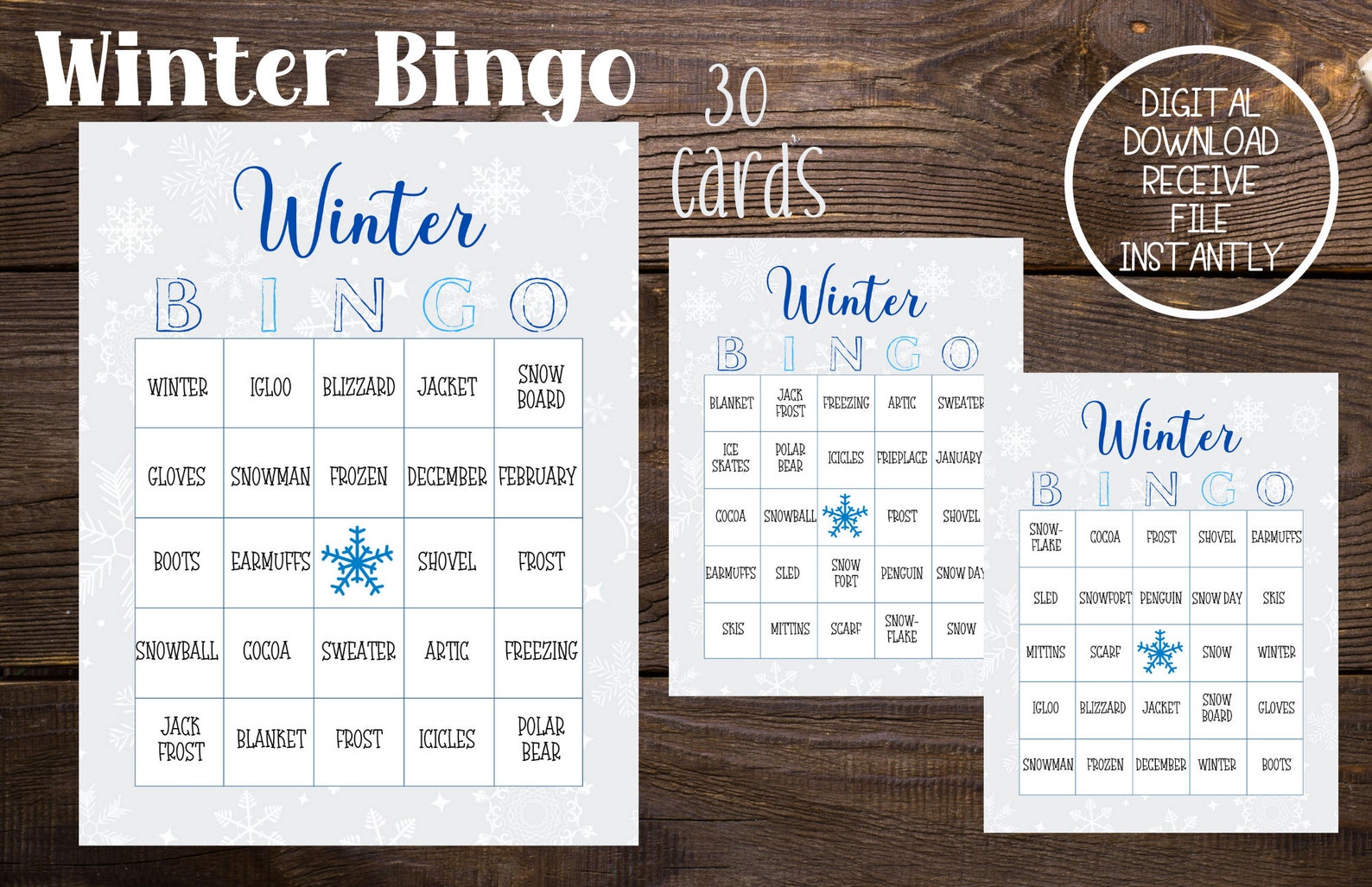 Winter Bingo Winter Printable Bingo Game Winter Game - Etsy