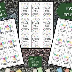 Thank You for Supporting My School Printable Tag | Thank You Tag ...