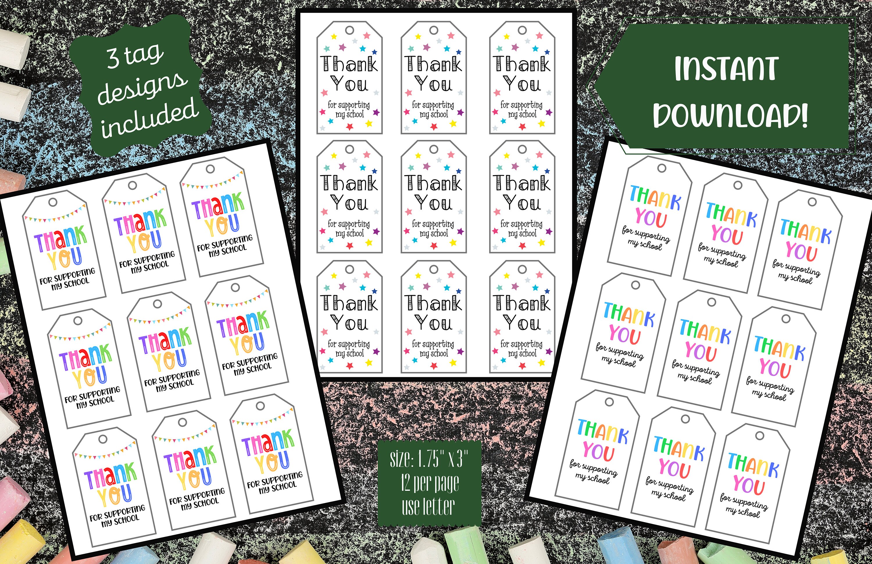 Thank You for Supporting My School Printable Tag Thank You - Etsy
