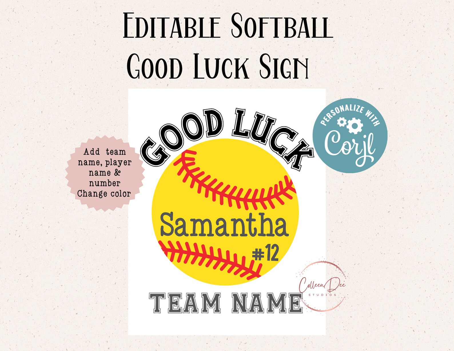 Editable Softball Good Luck Printable Sign Softball Team - Etsy