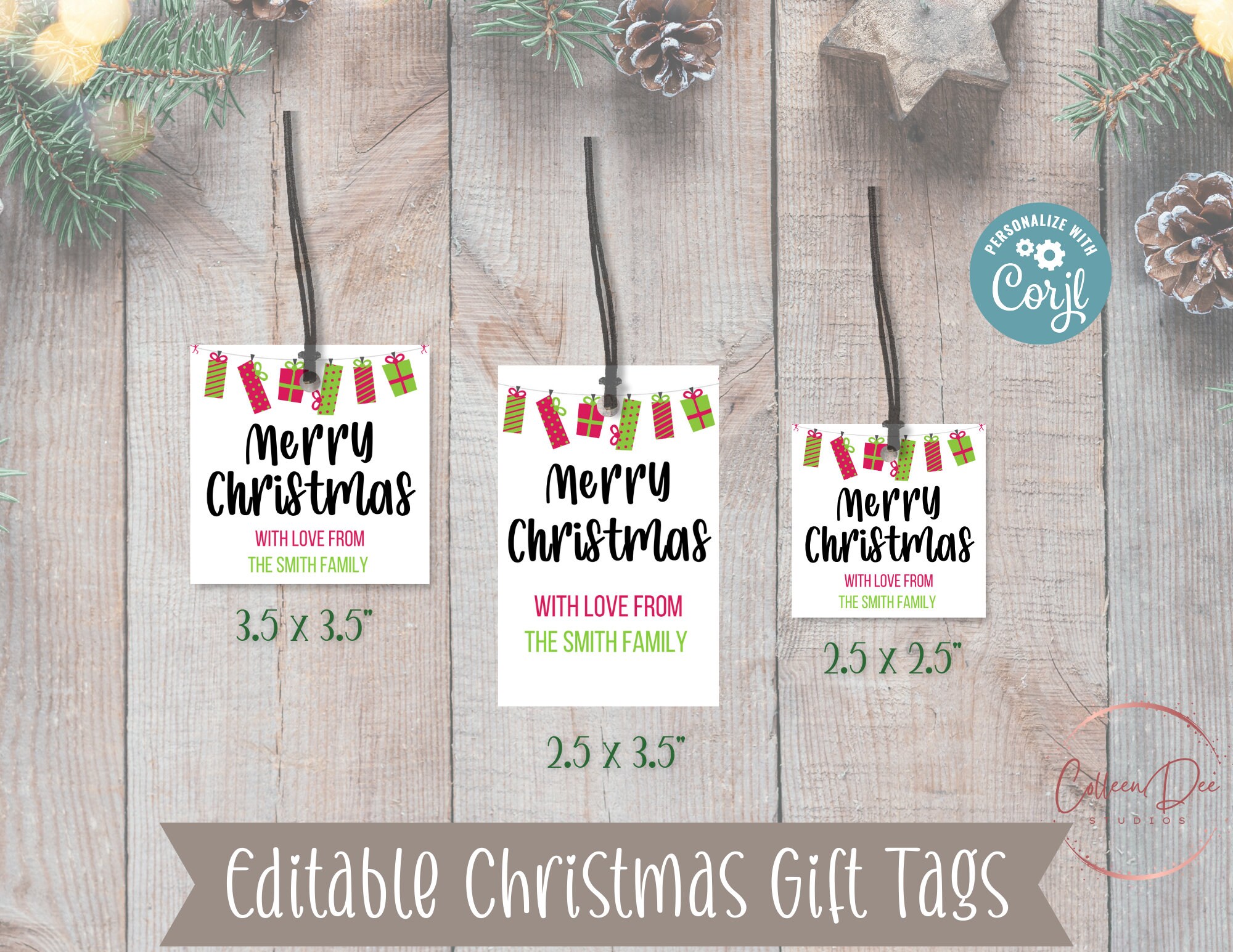 Editable Christmas Gift Tag Printable Edit Online in Corjl - Etsy