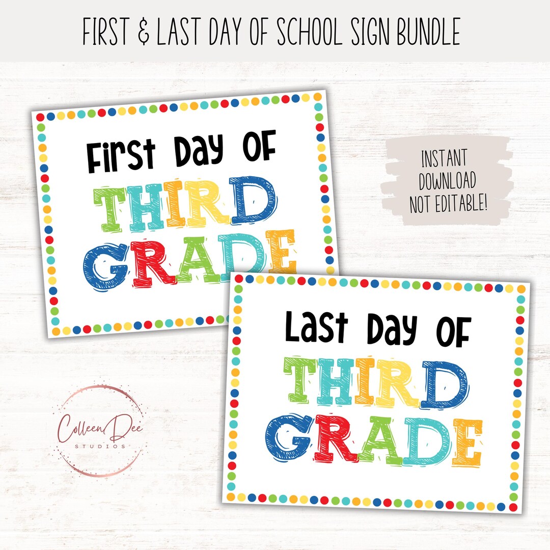 FIRST and LAST Day of THIRD Grade Sign Set | 1st Day of 3rd Grade ...