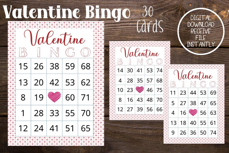 Valentine Bingo Valentine Printable Bingo Game Valentine | Etsy