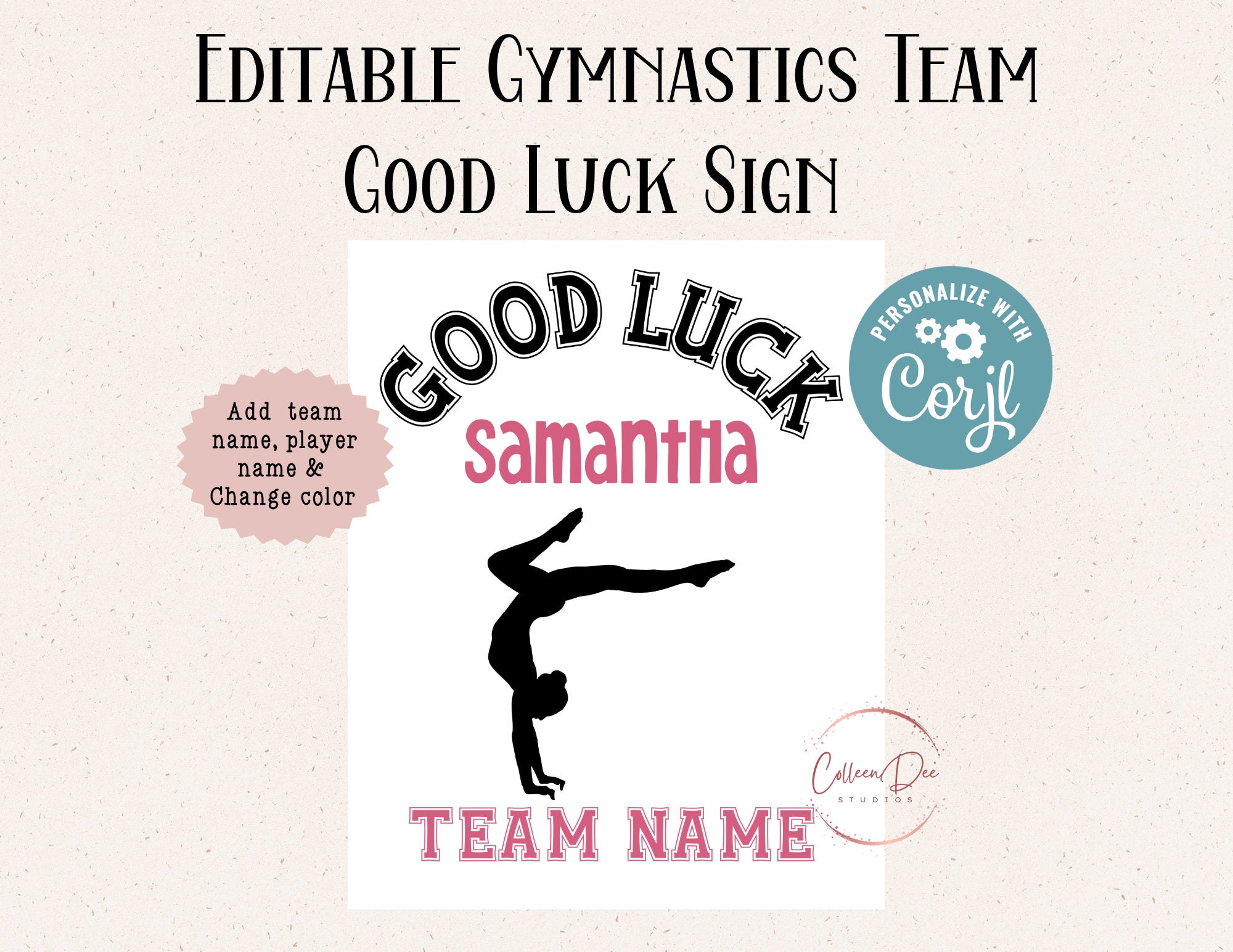 Editable Gymnastics Good Luck Printable Sign | Gymnastics Team Good ...