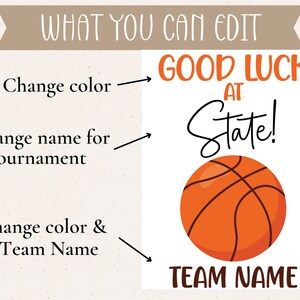 Editable Basketball Good Luck State Printable Tag | Basketball Team ...