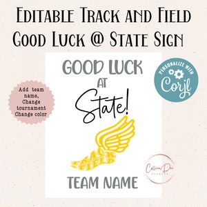 Editable TRACK Good Luck at State Printable Tag | Track & Field State ...