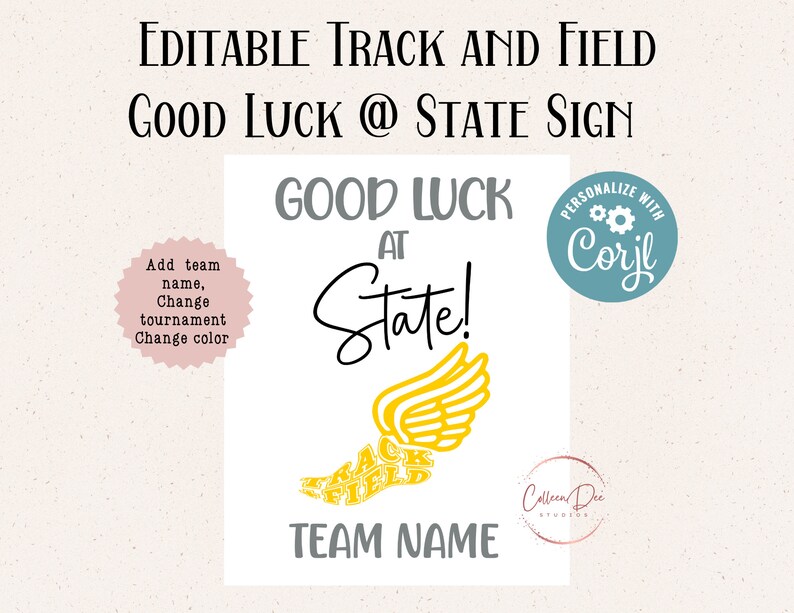 Editable TRACK Good Luck at State Printable Tag Track & - Etsy
