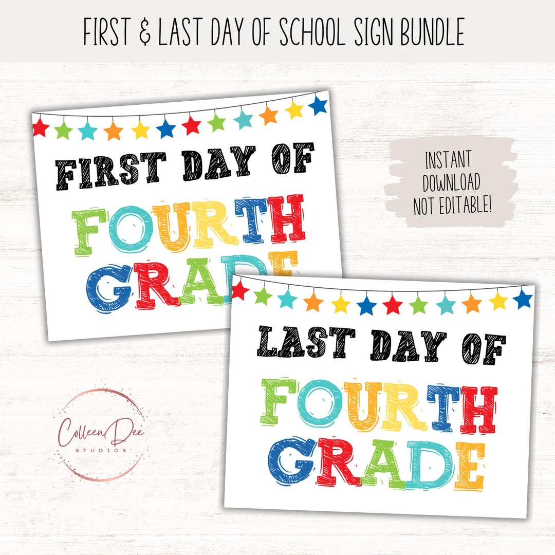 FIRST and LAST Day of FOURTH Grade Sign Set | 1st Day of 4th Grade ...