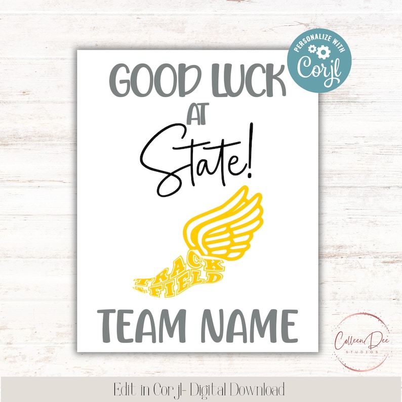 Editable TRACK Good Luck at State Printable Tag | Track & Field State ...