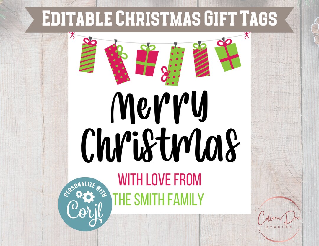 Editable Christmas Gift Tag Printable Edit Online in Corjl Instant ...