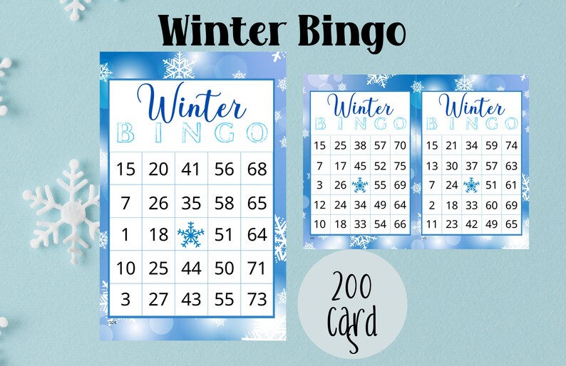 Winter Bingo 200 Cards | Winter Printable | Bingo Game | School Game ...