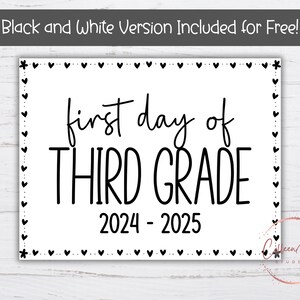 THIRD GRADE 2024-25 SIGN 1st Day of Third Grade Sign Start of School ...