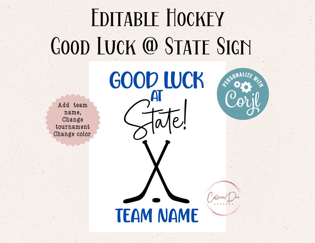 Editable HOCKEY Good Luck at State Printable Tag | Hockey Team ...