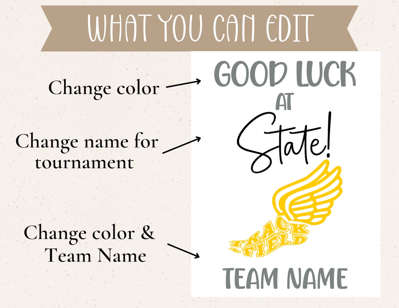 Editable TRACK Good Luck at State Printable Tag Track & - Etsy