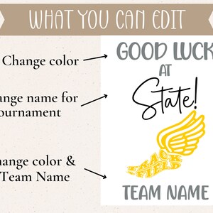 Editable TRACK Good Luck at State Printable Tag | Track & Field State ...