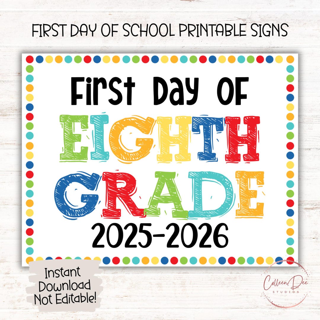 EIGHTH GRADE 2025-2026 SIGN | 1st Day of Eighth Grade Sign | Start ...