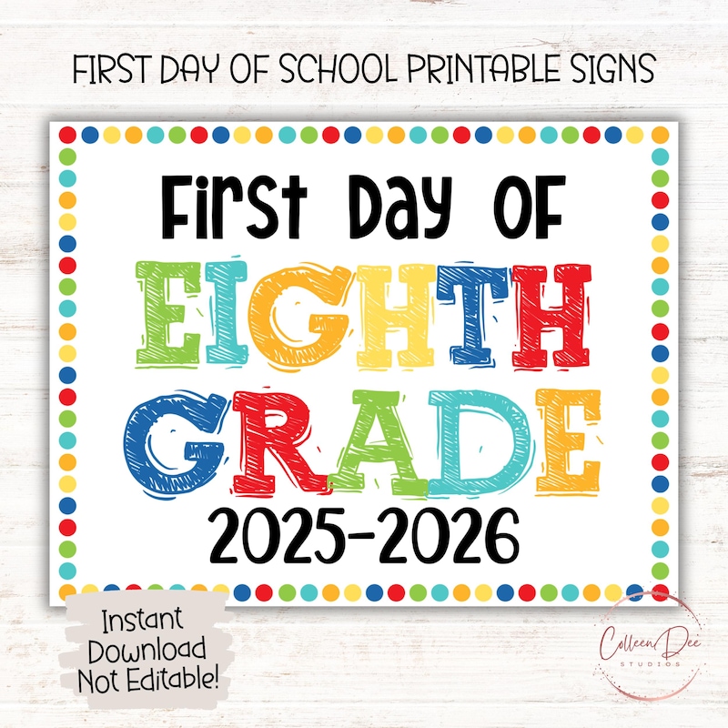 First Day of 8th Grade - Etsy