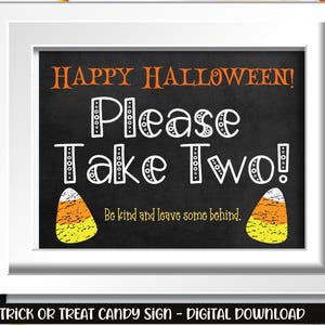 Printable Take 2 Sign for Halloween Candy Bowl | Trick or Treater Sign ...