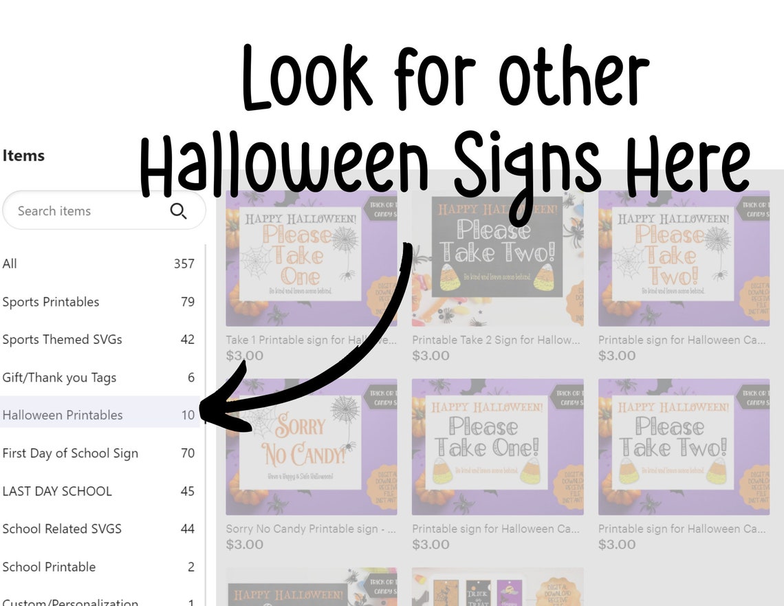 Printable Take 2 Sign for Halloween Candy Bowl Trick or - Etsy