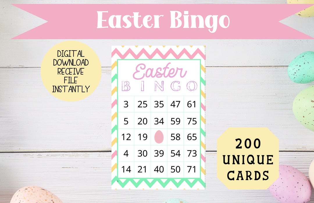 Easter Bingo 200 Cards Easter Printable Bingo Game School Party Game ...