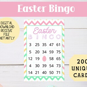 Easter Bingo 200 Cards Easter Printable Bingo Game School Party Game ...