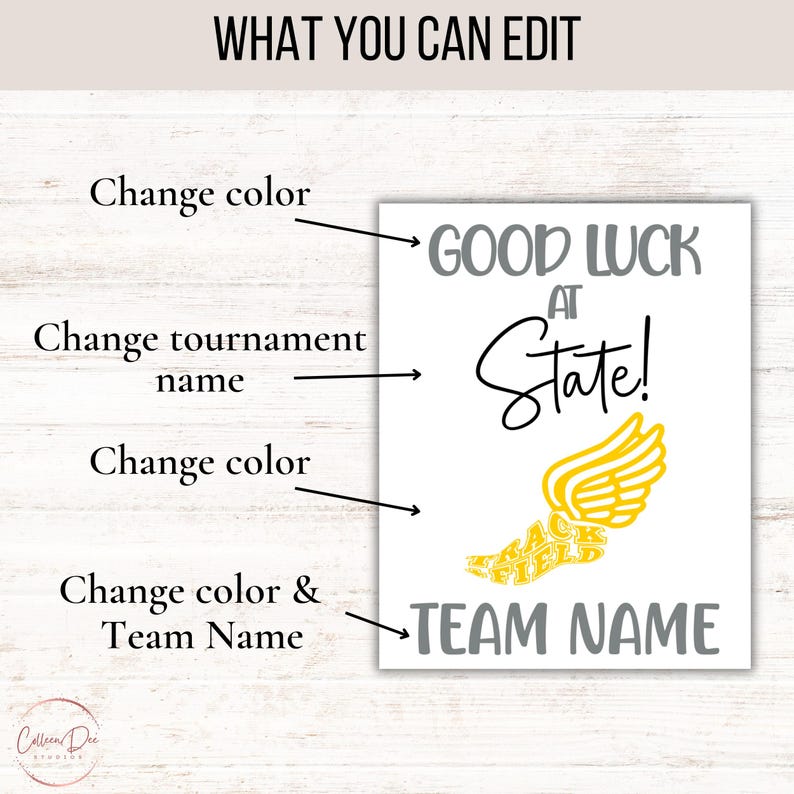 Editable TRACK Good Luck at State Printable Tag | Track & Field State ...