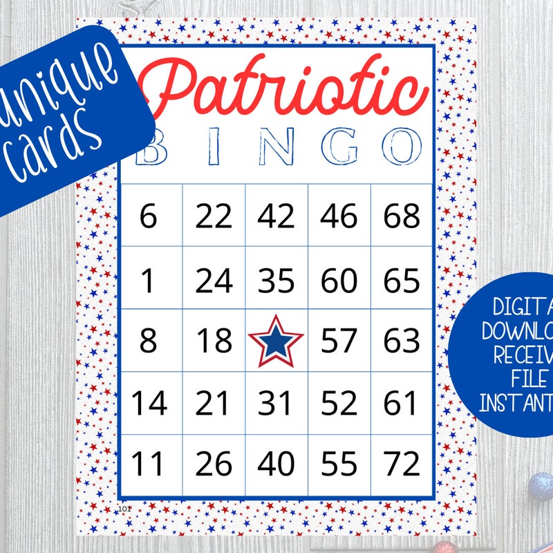 4th of July Bingo - Etsy