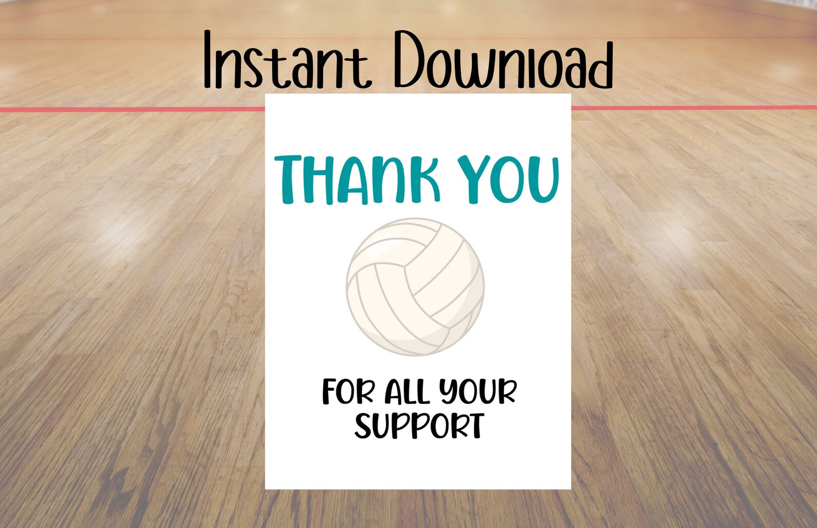 Volleyball Thank You for All Your Support Printable Tag Thank You Tag ...