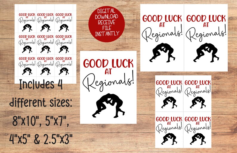 WRESTLING Good Luck at Regionals Printable Tag Team Good Luck Tag ...