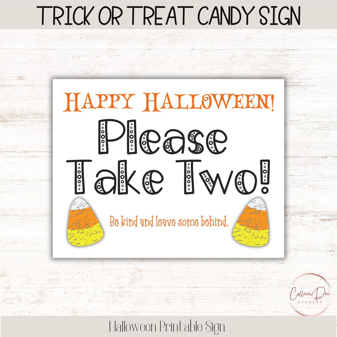 Printable Sign for Halloween Candy Bowl | Trick or Treater Sign ...
