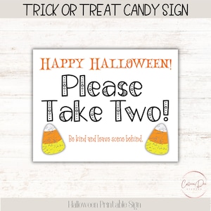 Printable Sign for Halloween Candy Bowl | Trick or Treater Sign ...