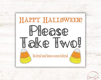 Printable Sign for Halloween Candy Bowl | Trick or Treater Sign ...