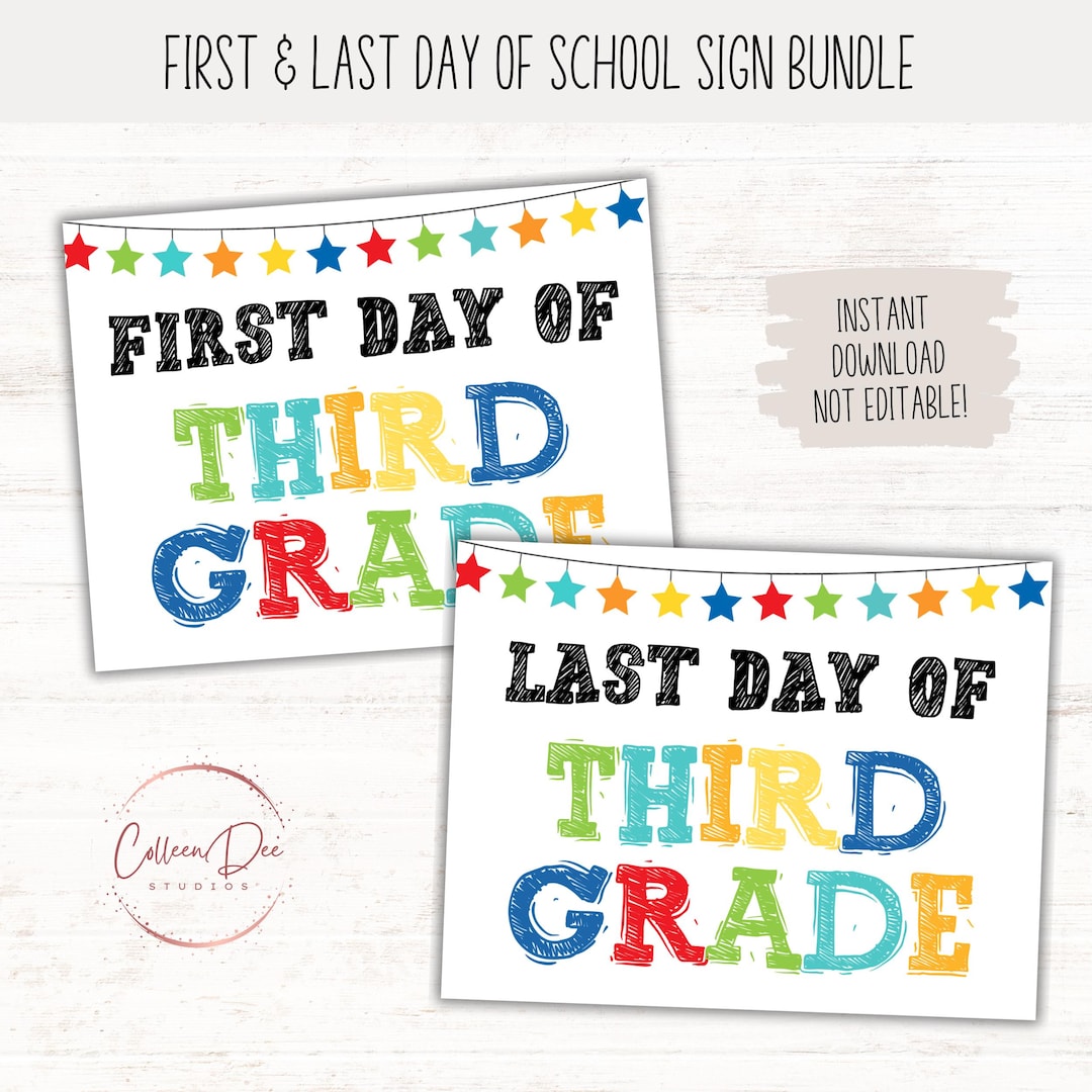 FIRST and LAST Day of THIRD Grade Sign Set | 1st Day of 3rd Grade ...