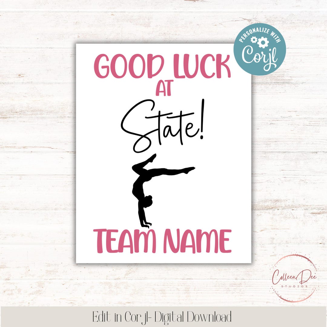 Editable Gymnastics Good Luck State Printable Tag | Gymnastics Team ...