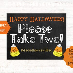 Printable Take 2 Sign for Halloween Candy Bowl | Trick or Treater Sign ...